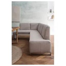 Eckbank exxpo - SOFA FASHION "Intenso, modern, wahlweise in Leder oder Textil, 244/157 cm (B/T)" Sitzbänke Gr. B/H/T: 244cm x 91cm x 157cm, Cord, Ottomane links, (langer Schenkel rechts), braun (cappuccino) hohe Bodenfreiheit, frei im Raum stellbar, hoher Sitzkomfort