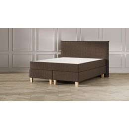 EMMA Classic Boxspringbett - braun - 180x200 cm - Kopfteil Klassisch - Natur Füße