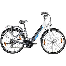 Zündapp E-Bike ZÜNDAPP "Z901" E-Bikes Gr. 46 cm, 28 Zoll (71,12 cm), grau (grau, weiß) Pedelec, Elektrofahrrad für Damen, Cityrad