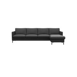 Ecksofa FLEXLUX "Fiore, L-Form, bequem und komfortabel durch hochwertigem Sitzaufbau", schwarz (deep schwarz), B:280cm H:85cm T:159cm, Sofas, Ecksofa, schmale Armlehnen, Kaltschaum, F&uuml;&szlig;e Alu+schwarz