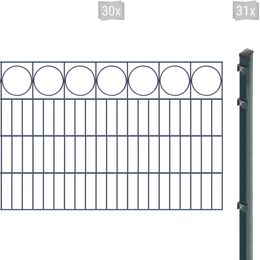 Arvotec Doppelstabmattenzaun "EXCLUSIVE 80 zum Einbetonieren "Ring" mit Zierleiste" Zaunelemente Zaunhöhe 80 cm, Zaunlänge 2 - 60 m Gr. H/L: 80cm x 60 m, Pfosten: 3, grau (anthrazit)