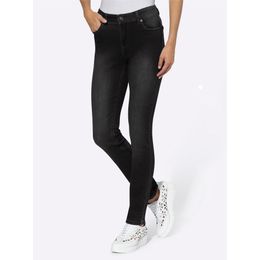 Push-up-Jeans Heine Gr. 17, Kurzgrößen, schwarz (black denim) Damen Jeans