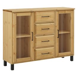 Sideboard Home Affaire "Kemi" Sideboards Gr. B/H/T: 122 cm x 96 cm x 37 cm, 4, beige (natur) Breite 122 cm, aus massiver Kiefer, FSC