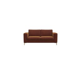 2-Sitzer FLEXLUX "Fiore Designsofa, bequem und komfortabel durch hochwertigen Sitzaufbau", braun (cognac), B:164cm H:85cm T:92cm, 100% Polyester, Sofas, breite Armlehnen, Kaltschaum, F&uuml;&szlig;e Alu+ Eiche