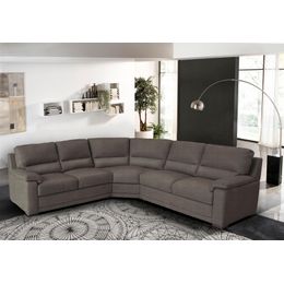 Ecksofa Egoitaliano "Doris, modernes Designerecksofa in hochwertigen Microfaserqualit&auml;ten", grau (smoke), B:266cm H:90cm T:246cm, Luxus-Micofaser CASHMERE in Lederoptik (100% Polyester) ist ein neues technisches Gewebe mit einem visuellen und taktilen Aspekt, der dem Nubuk sehr nahe kommt, mit innovativen Eigenschaften. Seine au&szlig;erordentliche Weichheit kommt von einem exklusiven Produktionsprozess