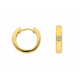 Adelia´s Paar Creolen ADELIA´S "585 Gold Ohrringe mit Zirkonia Ø 13,6 mm" Gr. Damen, Gelbgold 585, goldfarben (gold) Damen mit Zirkonia Goldschmuck für