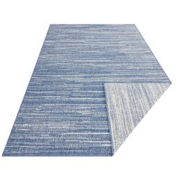 Teppich ELLE DECORATION "Mèlange" Teppiche Gr. B/L: 160 cm x 230 cm, 5 mm, 1 St., blau (blau, weiß) Flachgewebe, In-& Outdoor, Modern, Wendeteppich, Balkon, Wohnzimmer