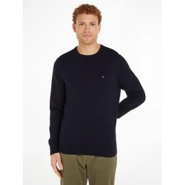 Rundhalspullover Tommy Hilfiger "ESSENTIAL COTTON CREW NECK" Gr. L, blau (desert sky) Herren Pullover