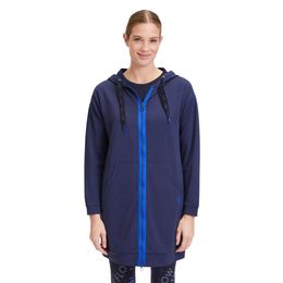 Sweatjacke Betty Barclay "Betty Barclay mit Kapuze" Gr. L, blau (dunkelblau) Damen Sweatjacken Druck