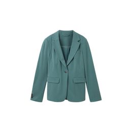 Tom Tailor Damen Blazer mit recyceltem Polyester, grün, Uni, Gr. 36