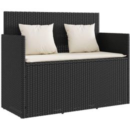 Gartenbank mit Kissen Schwarz Poly Rattan vidaXL