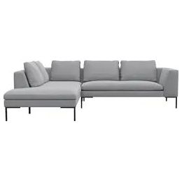 Ecksofa FLEXLUX "Loano, superbequemer Sitzkomfort durch Kaltschaum im Sitz" Sofas Gr. B/H/T: 284cm x 86cm x 230cm, Chenille, lange Ottomane links, grau (sophisto grey) modernes Sofa, frei im Raum stellbar, lose Kissen