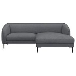 Ecksofa FLEXLUX "Belle Designsofa, bequem durch Kaltschaum im Sitz, L-Form" Sofas Gr. B/H/T: 218cm x 74cm x 149cm, Bouclé, Chaiselongue rechts, blau (navy blau) Skandinavisches Design, In hochwertiger Verarbeitung, BT 218149 cm