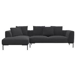 Ecksofa FLEXLUX "Sava Designsofa, bequem und komfortabel, L-Form" Sofas Gr. B/H/T: 329cm x 94cm x 166cm, Lederoptik, Recamiere links, schwarz (gorilla black) Taschenferderkern-Sitz mit Kaltschaum, lose Rücken- & Dekokissen