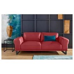 2,5-Sitzer W.Schillig "montanaa" Sofas Gr. B/H/T: 212cm x 78cm x 94cm, Longlife Xtra-Leder Z59, rot (ruby z59) mit Metallkufen in Schwarz pulverbeschichtet, Breite 212 cm