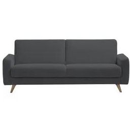 3-Sitzer exxpo - SOFA FASHION "Samso, elegant und bequem, aktueller Cord Bezug, Kippcouch" Sofas Gr. B/H/T: 222cm x 89cm x 93cm, Cord POSO, mit Bettfunktion und Bettkasten, grau (anthrazit) hochwertige Verarbeitung, Schlafsofa inkl. Bettfunktion und Bettkasten