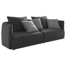 Big-Sofa DESIGNWERK "New York, Design trifft hohen Sitzkomfort" Sofas Gr. B/T: 253cm x 100cm, Flachgewebe, schwarz (charcoal) Breite 253 cm, mit schmaler Arm- und Rückenlehne