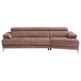 Ecksofa Egoitaliano "Soul, extravagantes Designsofa, Megasofa, super bequem, tolle Details" Sofas Gr. B/H/T: 246cm x 99cm x 140cm, Luxus-Microfaser BLUSH, Recamiere rechts, braun (chedar wood) mit Trapez-Abschlußelement, inkl verstellbarer Kopfteile