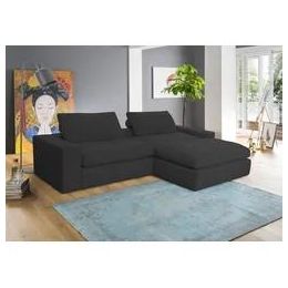 Ecksofa Alina "Sandy" Sofas Gr. B/H/T: 296 cm x 84 cm x 180 cm, Chenille EQE, Recamiere rechts, grau (anthrazit eqe 139) mit losen Sitz- und Rückenkissen