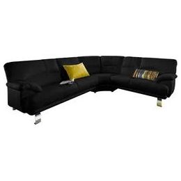 Ecksofa Trendmanufaktur "Cecilia in italienischem Design, modern und komfortabel, L-Form" Sofas Gr. B/H/T: 280cm x 87cm x 240cm, Microfaser PRIMABELLE, langer Schenkel links, ohne Funktion, schwarz bequeme Armlehnen, mit langem Schenkel