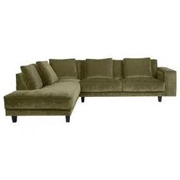 Ecksofa furninova "Samba Night schön bequem und hochwertig verarbeitet" Sofas Gr. B/H/T: 233 cm x 78 cm x 286 cm, Velours, Ottomane links-Armlehne rechts, ohne Bettfunktion, grün (seagrass) attraktive Designnaht in Kederoptik, im skandinavisches Design, L-Form