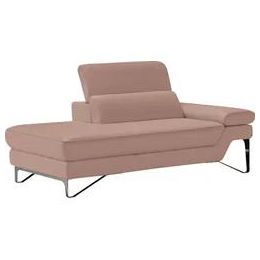 Ottomane Egoitaliano "Princess, elegantes Designsofa mit erstklassigem Sitzkomfort" Sofas Gr. B/H/T: 177 cm x 95 cm x 108 cm, Leder BULL, Armlehne rechts, rosa (millenium rose) inkl. verstellbarem Kopfteil und edle Designmetallfüße