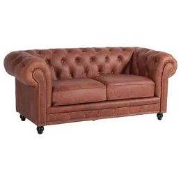 Chesterfield-Sofa Max Winzer "Old England" Sofas Gr. B/H/T: 192 cm x 76 cm x 96 cm, NaturLEDER, braun (cognac) 2-Sitzer Ledersofa mit Knopfheftung & Ziernägeln, Breite 192 cm