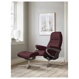 Relaxsessel stressless "Sunrise" Sessel Gr. Leder BATICK, Cross Base Wenge, Relaxfunktion-Drehfunktion-PlusTMSystem-Gleitsystem-BalanceAdaptTM, B/H/T: 83cm x 105cm x 74cm, grau (grey batick) mit Cross Base, Größe S, M & L, Holzakzent Wenge