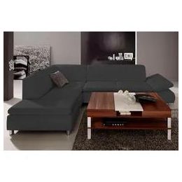 Ecksofa Max Winzer "Toulouse modern und bequem, aktuelles Design, hoher Sitzkomfort" Sofas Gr. B/H/T: 271cm x 75cm x 190cm, Kunstleder SOFTLUX, Ottomane links, schwarz mit klappbaren Armlehnen, Breite 271 cm