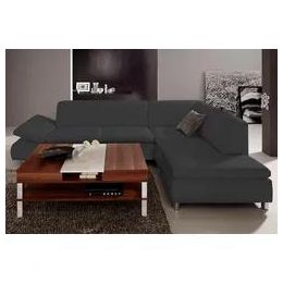 Ecksofa Max Winzer "Toulouse modern und bequem, aktuelles Design, hoher Sitzkomfort" Sofas Gr. B/H/T: 271cm x 75cm x 190cm, Kunstleder SOFTLUX, Ottomane rechts, schwarz mit klappbaren Armlehnen, Breite 271 cm