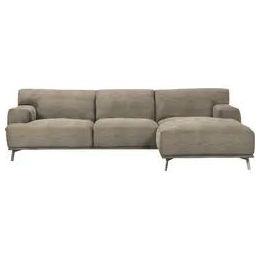 Ecksofa furninova "Rocco klassisch, zeitlos und modernes Design mit hohem Sitzkomfort" Sofas Gr. B/H/T: 280cm x 78cm x 150cm, Struktur, Ottomane rechts, grau (taupe) L-Form, hoher Fuß