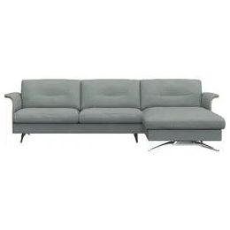 Ecksofa FLEXLUX "Glow bequem und komfortabel durch hochwertigen Sitzaufbau, L-Form" Sofas Gr. B/H/T: 273cm x 81cm x 158cm, Bouclé, Chaiselongue rechts, blau (sky blau) Modernes skandinavisches Design