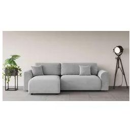 Ecksofa Andas "VasbySuyal" Sofas Gr. B/H/T: 235cm x 80cm x 138cm, Chenille, Recamiere beidseitig montierbar, mit Bettfunktion und Bettkasten, grau (hellgrau) L-Form