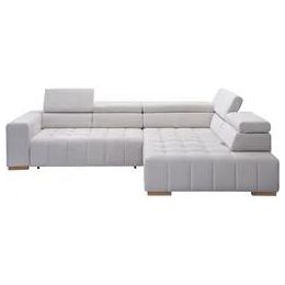 Ecksofa exxpo - SOFA FASHION "Elianos, hoher Sitzkomfort, aufwendige Kreuzsteppung im Sitz, L-Form" Sofas Gr. B/H/T: 307cm x 73cm x 201cm, Cord, Ottomane rechts, mit Bettfunktion, beige inkl. Kopfteil- und Sitztiefenverstellung, wahlweise mit Bettfunktion