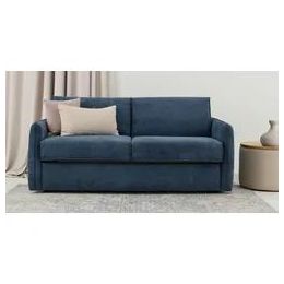 Schlafsofa Home Affaire "Bergamons" Sofas Gr. B/H/T: 169cm x 90cm x 97cm, Chenille, blau (dark blue) 2-Sitzer, mit Dauerschlaffunktion, inkl. Federkernmatratze, Lattenrost