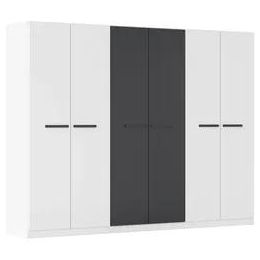 Drehtürenschrank Rauch "Kleiderschrank Schrank Garderobe Garderobenschrank Stauraumwunder MODI" Schränke Gr. B/H/T: 271cm x 210cm x 54cm, Ohne Spiegel, weiß (weiß/graumetallic) inkl. Stoff-Organizer mit 6 Fächern optionaler Spiegel MADE IN GERMANY