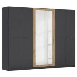 Drehtürenschrank Rauch "Kleiderschrank Schrank Garderobe Garderobenschrank Stauraumwunder MODI" Schränke Gr. B/H/T: 271cm x 210cm x 54cm, Mit Spiegel, grau (graumetallic/eiche artisan) inkl. Stoff-Organizer mit 6 Fächern optionaler Spiegel MADE IN GERMANY