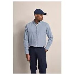 Langarmhemd Bugatti, Herren, Gr. 3XL, Normalgrößen, blau (marine), 100% Baumwolle, gepunktet, casual, normal, Langarm eckige 2-Knopf-Manschette, Hemden, aus 100 % Baumwolle