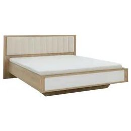 Bett GAMI "MANAE", beige (natur, weiß), B:207cm H:104cm L:206cm, Betten, Bettgestell