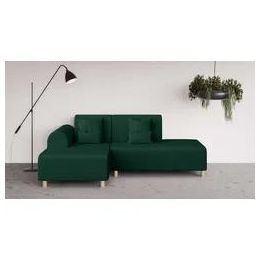 Ecksofa Inosign "Suyala" Sofas Gr. B/H/T: 258cm x 85cm x 168cm, Boucle, Recamiere links, ohne Hocker, grün L-Form mit Hocker