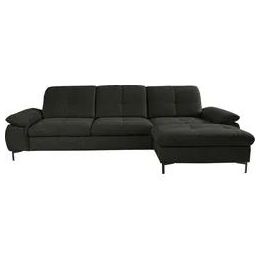 Ecksofa Alina "Melina" Sofas Gr. B/H/T: 274cm x 100cm x 203cm, Struktur TTA, Recamiere rechts, mit Bettfunktion, schwarz (schwarz tta 10) In 2 Breiten, Wahlweise mit und ohne Bettfunktion