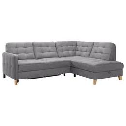 Ecksofa exxpo - SOFA FASHION "Elio, kompakt und komfortabel, bequem, zeitloses Design, L-Form" Sofas Gr. B/H/T: 228cm x 84cm x 174cm, Luxus-Kunstleder, Ottomane rechts, mit Bettfunktion und Bettkasten, grau (delphin) wahlweise mit Bettfunktion und Bettkasten