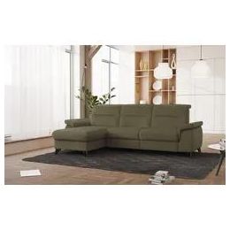 Sit & More Ecksofa SIT & MORE "Astoria L-Form" Sofas Gr. B/H/T: 260cm x 91cm x 175cm, Microfaser, Recamiere links, mit Kopfteilverstellung-mit Armlehnfunktion-mit Relaxfunktion motorisch im Sofa 2,5-sitzig-mit Relaxfunktion motorisch in Recamiere, grün (olive) wahlweise mit motorischer Relaxfunktion