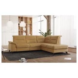 Sit & More Ecksofa SIT & MORE "Astoria L-Form" Sofas Gr. B/H/T: 256cm x 91cm x 225cm, Microfaser, Ottomane rechts, mit Kopfteilverstellung-mit Armlehnfunktion-mit Relaxfunktion motorisch im Sofa 2,5-sitzig, gelb (dijon) wahlweise mit motorischer Relaxfunktion