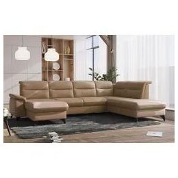 Sit & More Wohnlandschaft SIT & MORE "Astoria U-Form" Sofas Gr. B/H/T: 329cm x 91cm x 225cm, Luxus-Microfaser ALTARA NUBUCK, Ottomane rechts, ohne Kopfteilverstellung-ohne Armlehnfunktion-ohne Relaxfunktion motorisch im Longchair-ohne Bettfunktion-ohne Stauraum, braun (macciato) wahlweise mit motorischer Relaxfunktion