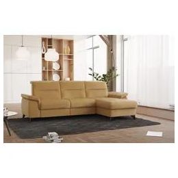 Sit & More Ecksofa SIT & MORE "Astoria L-Form" Sofas Gr. B/H/T: 260cm x 91cm x 175cm, Microfaser, Recamiere rechts, mit Kopfteilverstellung-mit Armlehnfunktion-mit Relaxfunktion motorisch im Sofa 2,5-sitzig-mit Relaxfunktion motorisch in Recamiere, gelb (dijon) wahlweise mit motorischer Relaxfunktion