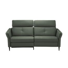 Höffner Ledersofa 3-sitzig Cedrik ¦ grün ¦ Maße (cm): B: 198 H: 101 T: 95