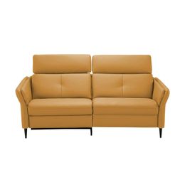 Höffner Höffner Ledersofa 3-sitzig Cedrik ¦ gelb ¦ Maße (cm): B: 198 H: 101 T: 95