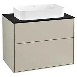 Villeroy & Boch Villeroy und Boch Finion Waschtischunterschrank F22200HH 80x60,3cm, Abdeckplatte black matt, Sand Matt Lacquer