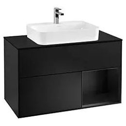 Villeroy & Boch Villeroy und Boch Finion Waschtischunterschrank F372PDPD 100cm, Abdeckplatte black matt, Regal rechts Black matt lacquer, Black matt lacquer